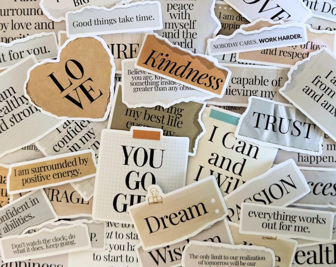 27 Positive Phrase Quote Stickers, Planner Journal Typed Typography ...