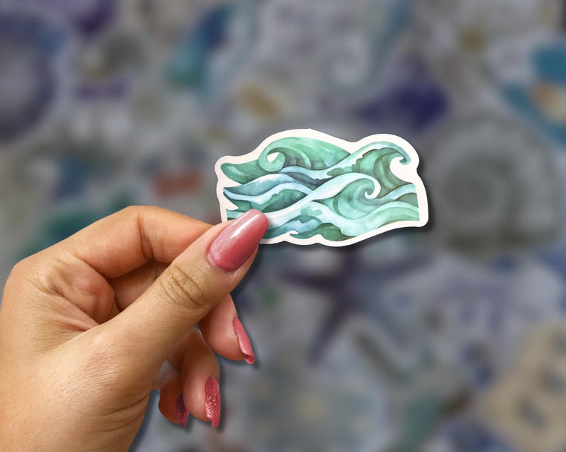 10-40pcs Blue Beach Aesthetic Sticker Pack, Coastal Ocean Seashell ...