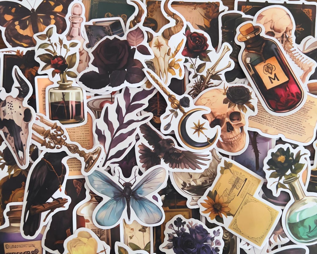 50pcs Goth Witchy Stickers, Magical Spooky Aesthetic Gothic Sticker ...