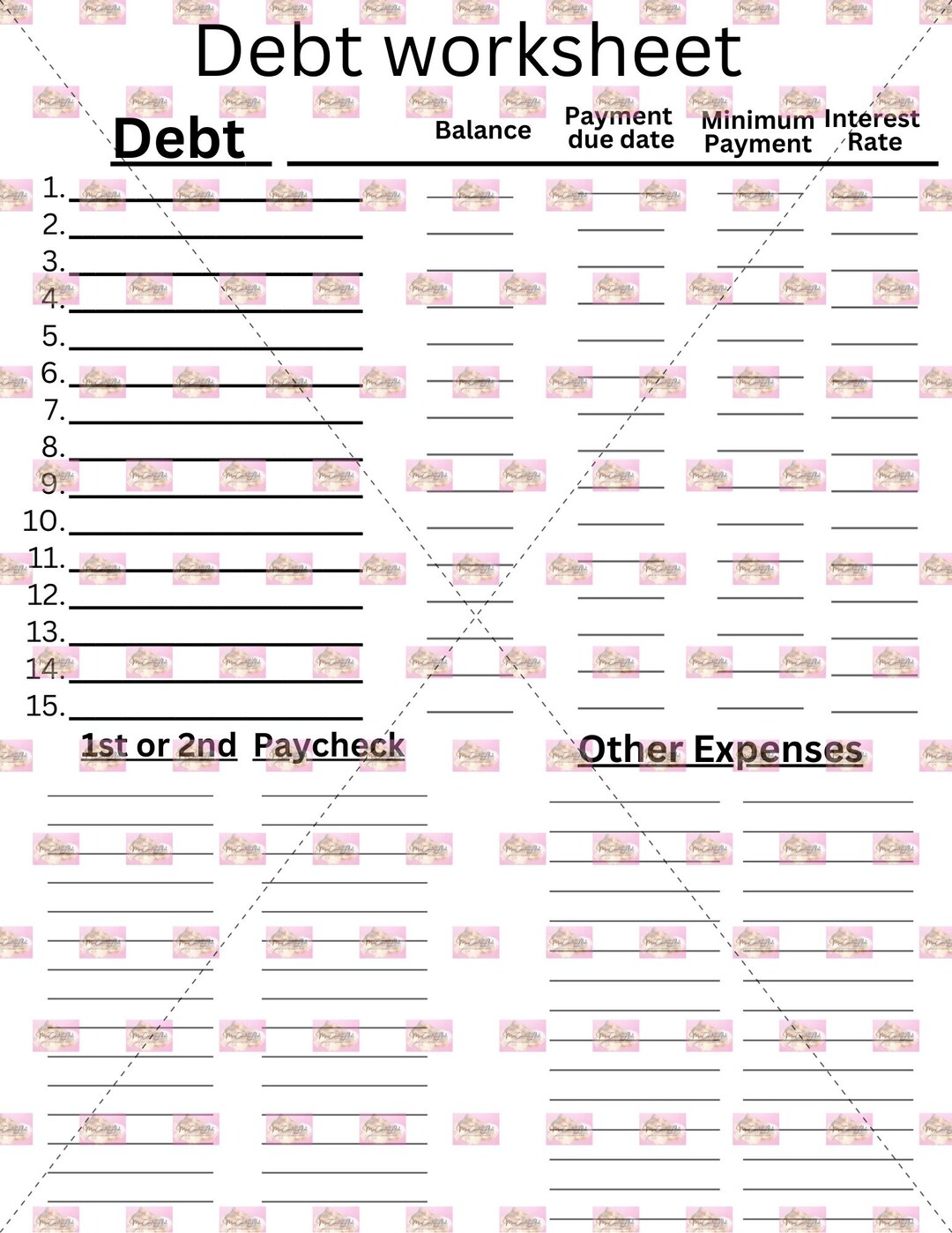 Debt Worksheet, Financial Worksheet, Debt Tracker, Template - Etsy