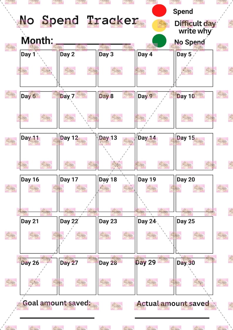 30 Day No Spend Tracker, Financial Planner (digital Download) - Etsy