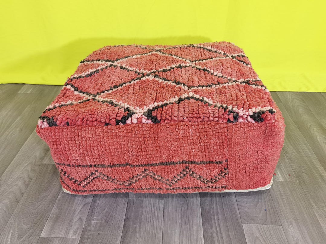 Morocco Kilim Pouf, Vintage Moroccan Ottoman, Outdoor Kilim Poufs ...