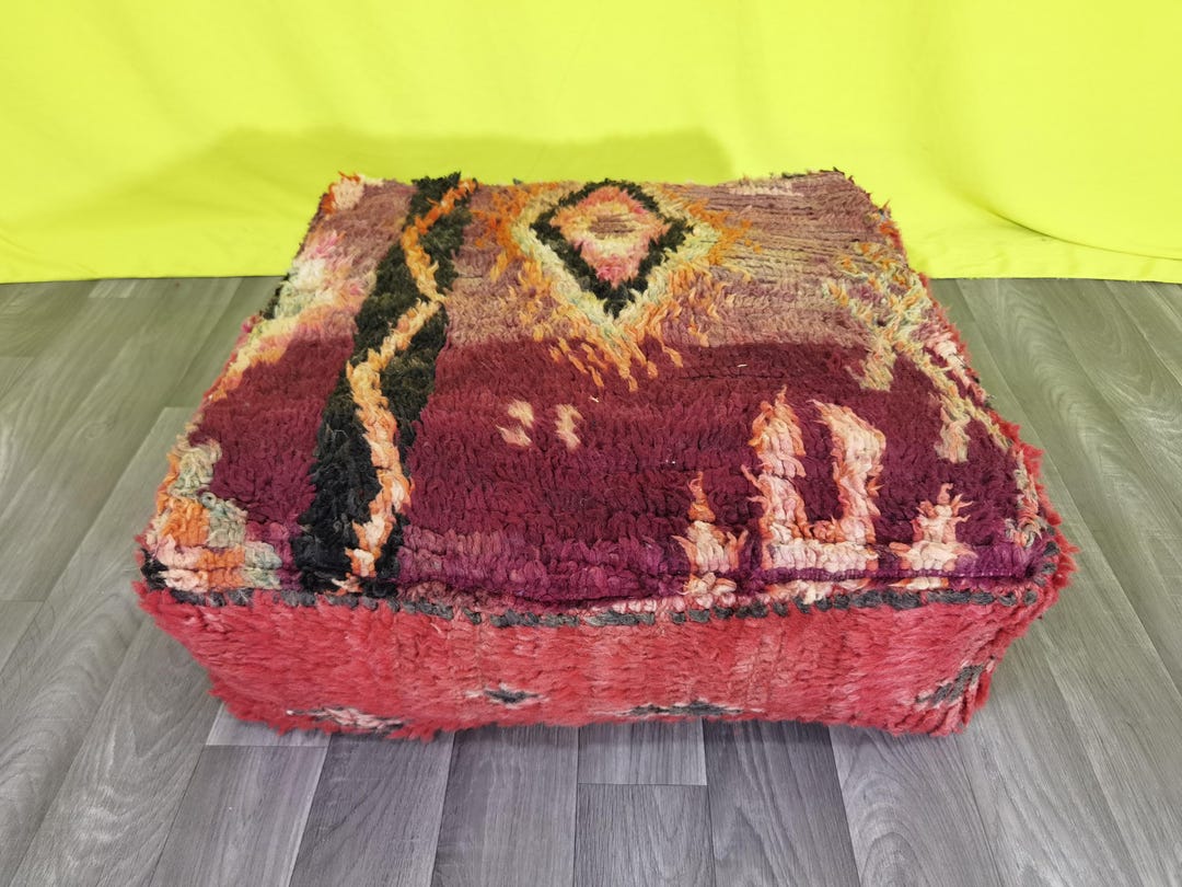 Morocco Kilim Pouf, Vintage Moroccan Ottoman, Outdoor Kilim Poufs ...