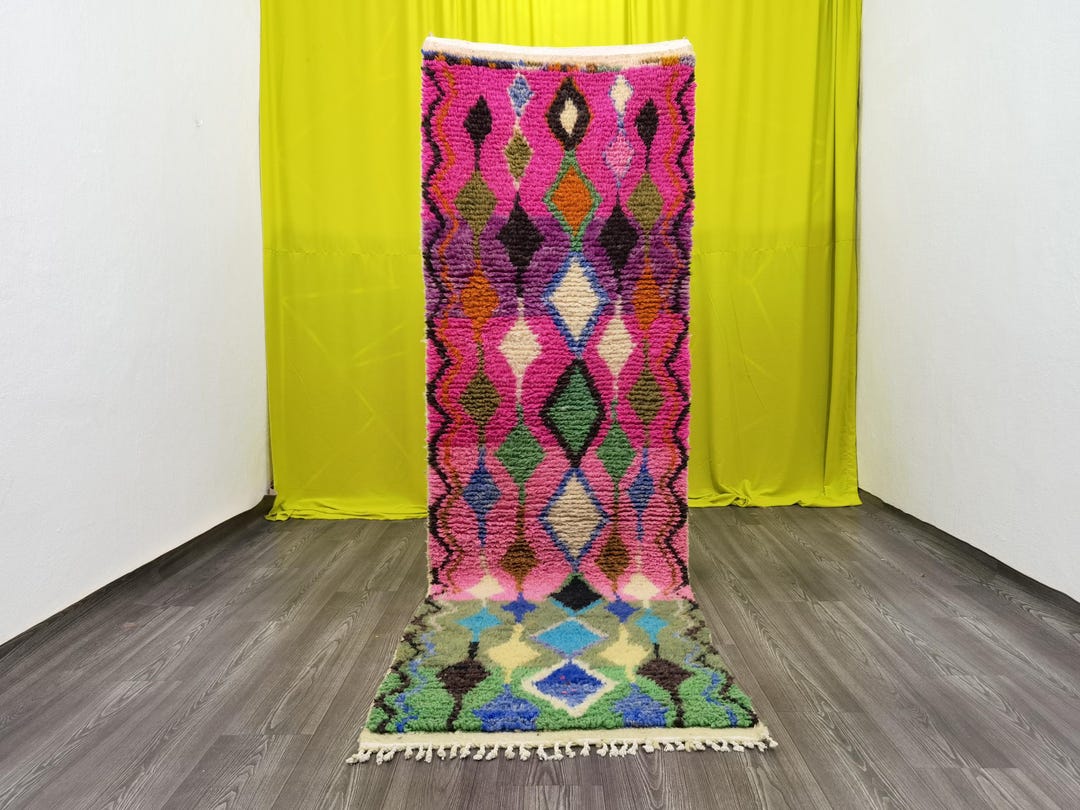 Custom Size Runner, Pink Runner Rug, Handmade Abstract Hallway Rug ...