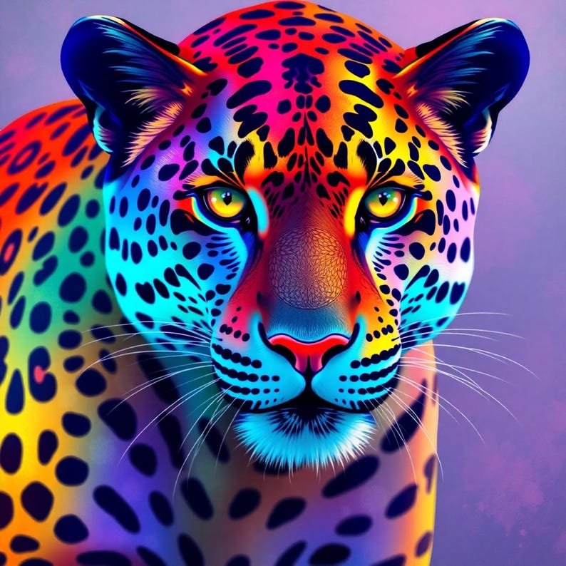 Leopard Face | Colored Leopard Face | 300 DPI | High Resolution JPEG ...