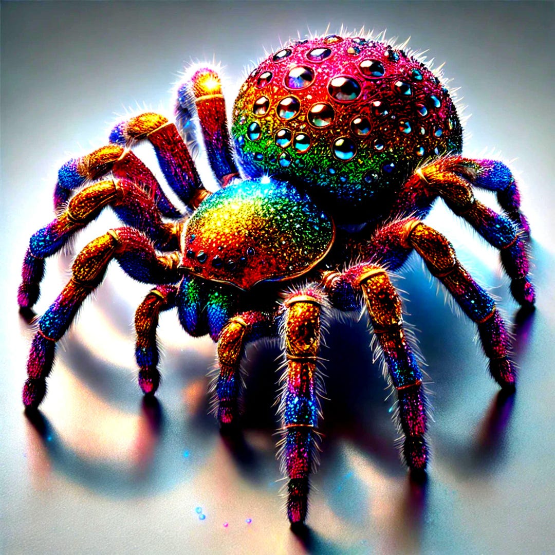Jeweled Spider, Rainbow Spider, Bug Art , Animal Lover Gift, High ...