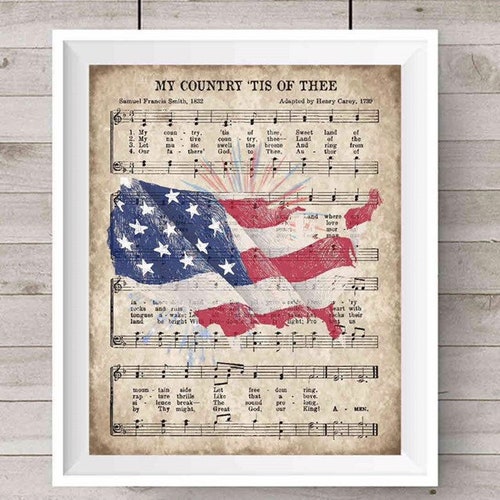 My Country 'tis of Thee Print Printable Vintage Sheet | Etsy