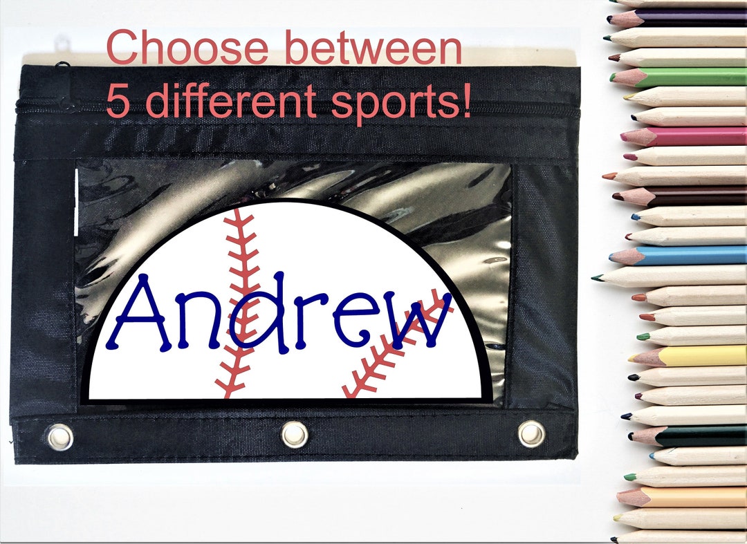 Sports Ball Pencil Pouch for Binder, Personalized Baseball Pencil Case ...
