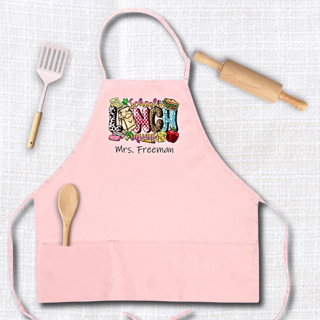 School Lunch Squad Aprons, Personalized Lunch Lady Bib Apron, Cafeteria ...