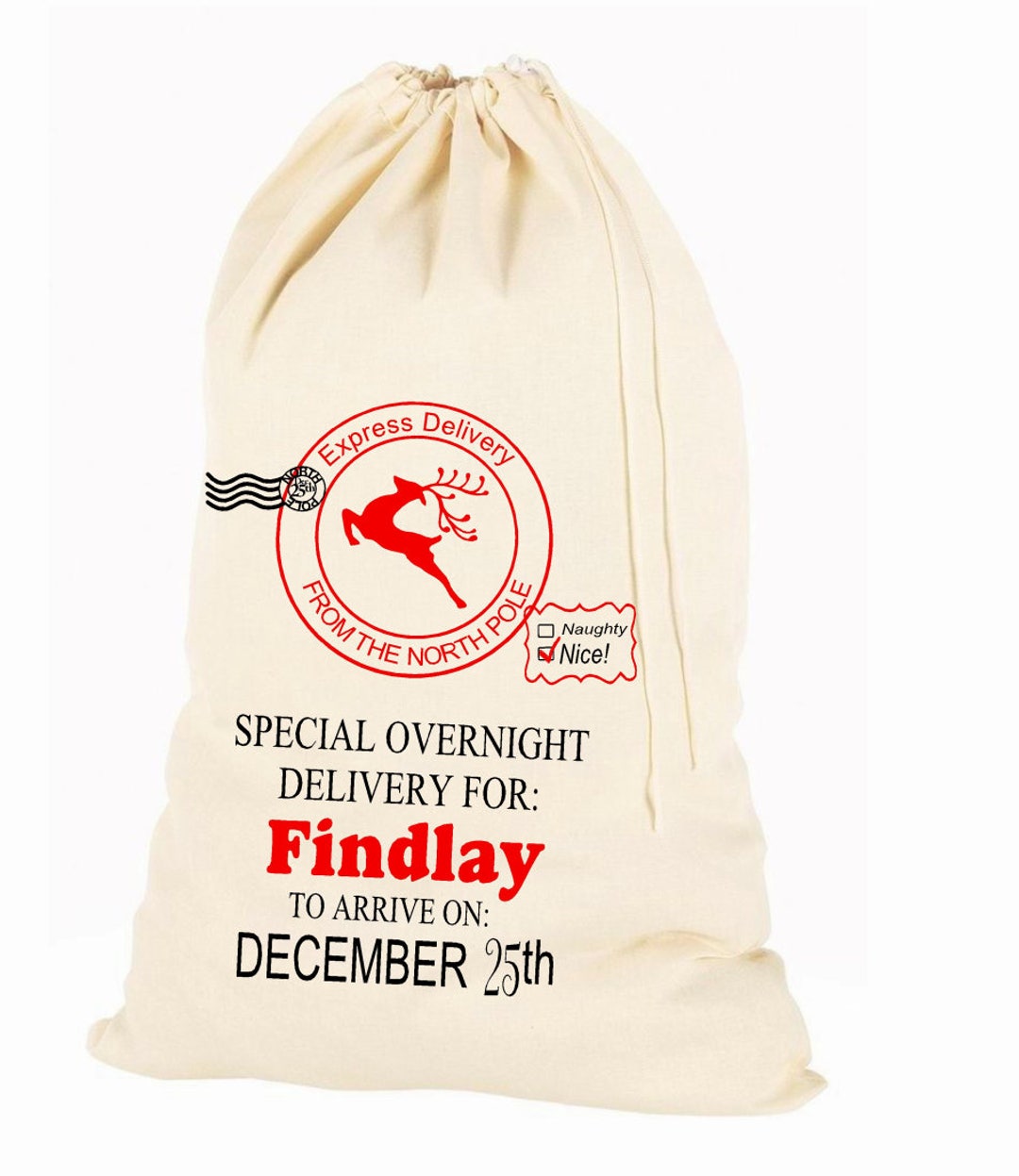 Santa Sack, Christmas Delivery Mail Bag From North Pole - Etsy