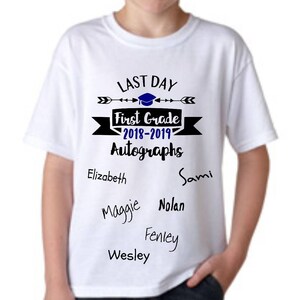 Last Day Autograph T Shirt, Personalized School Tee - Etsy