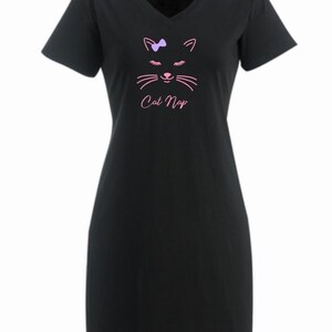 Cat Night Shirt, Cat Nap Nightgown, Cat Lovers Cover Up. Gift for Cat ...