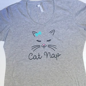 Cat Night Shirt, Cat Nap Nightgown, Cat Lovers Cover Up. Gift for Cat ...