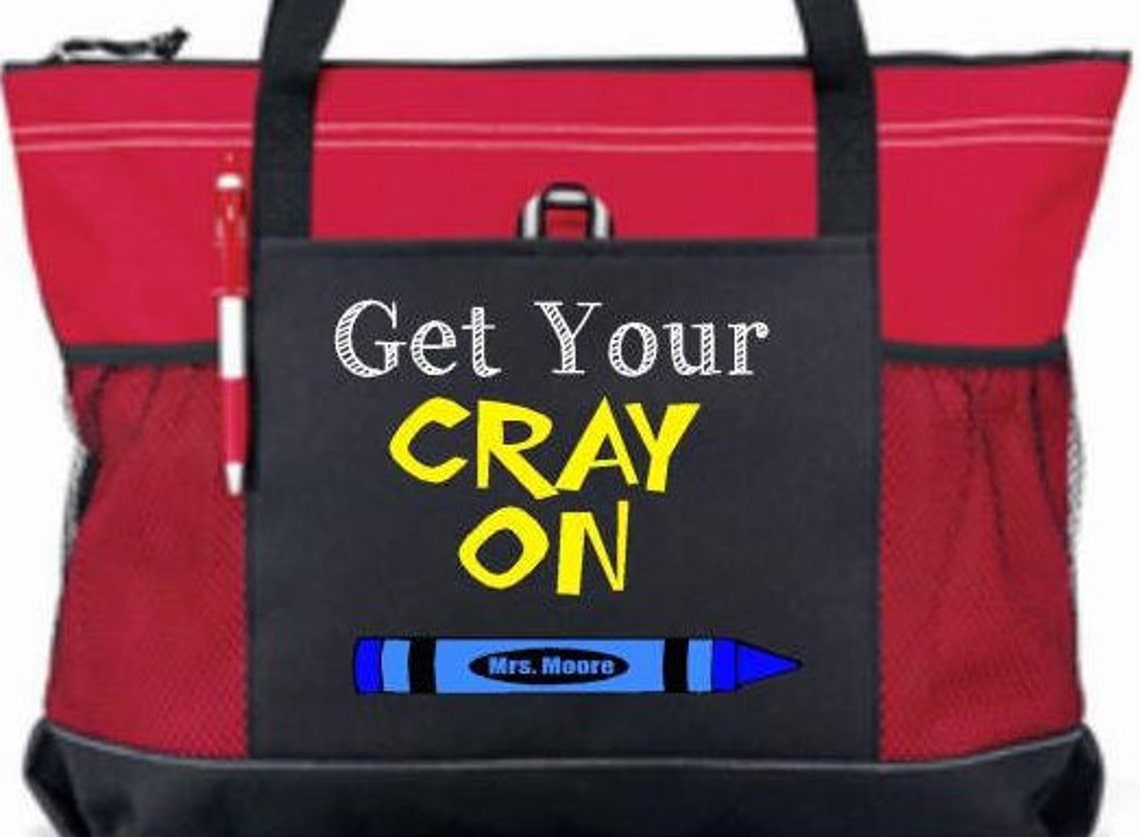 Teacher Tote Bag Get Your Crayon Bag Personalized Teacher - Etsy