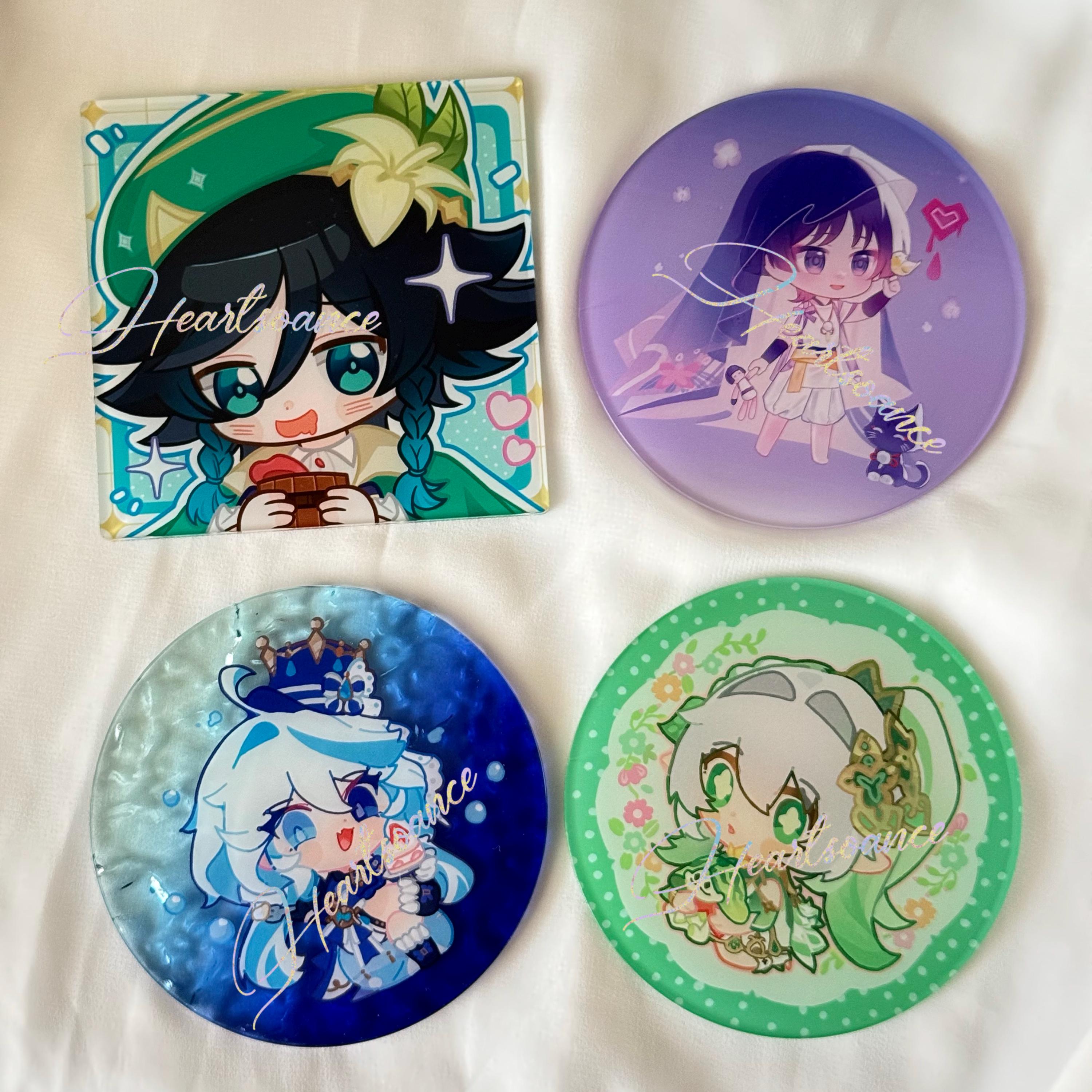 Acrylic Coaster Genshin Impact Furina Nahida Venti Kabukimono UV ...
