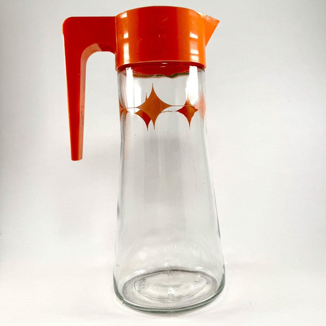 Anchor Hocking Tang Glass Carafe Orange Juice Pitcher Atomic Diamond ...