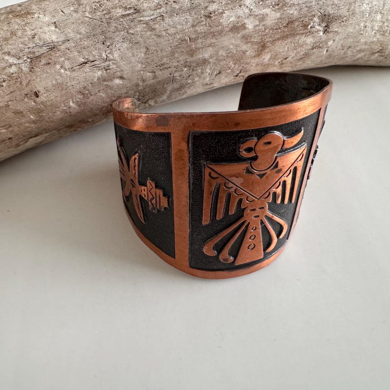 Vintage Bell Trading Post Thunderbird / Kachina Copper Cuff Bracelet ...