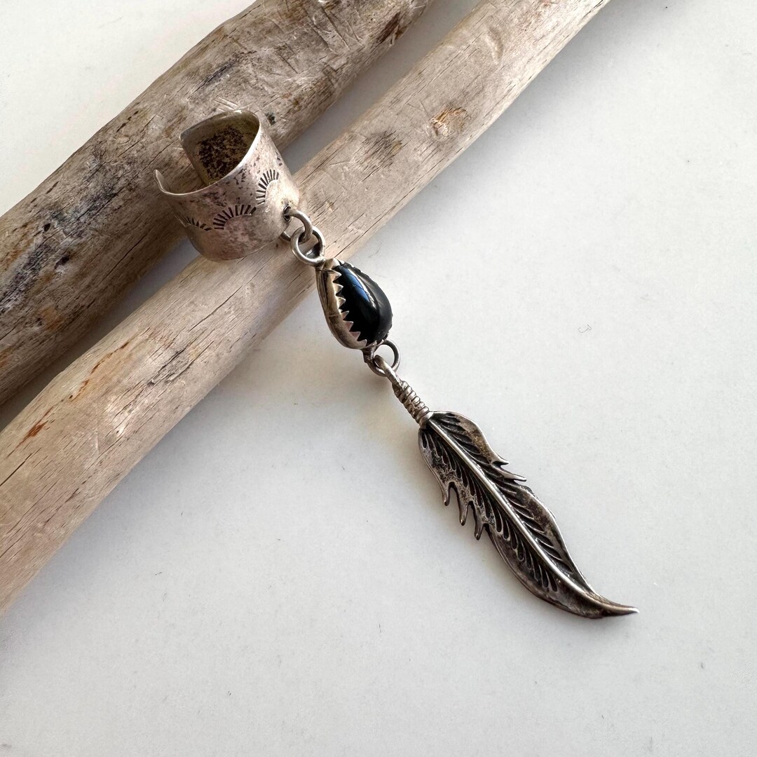 Vintage Navajo Sterling Silver Pencil Charm / Holder With Black Onyx ...