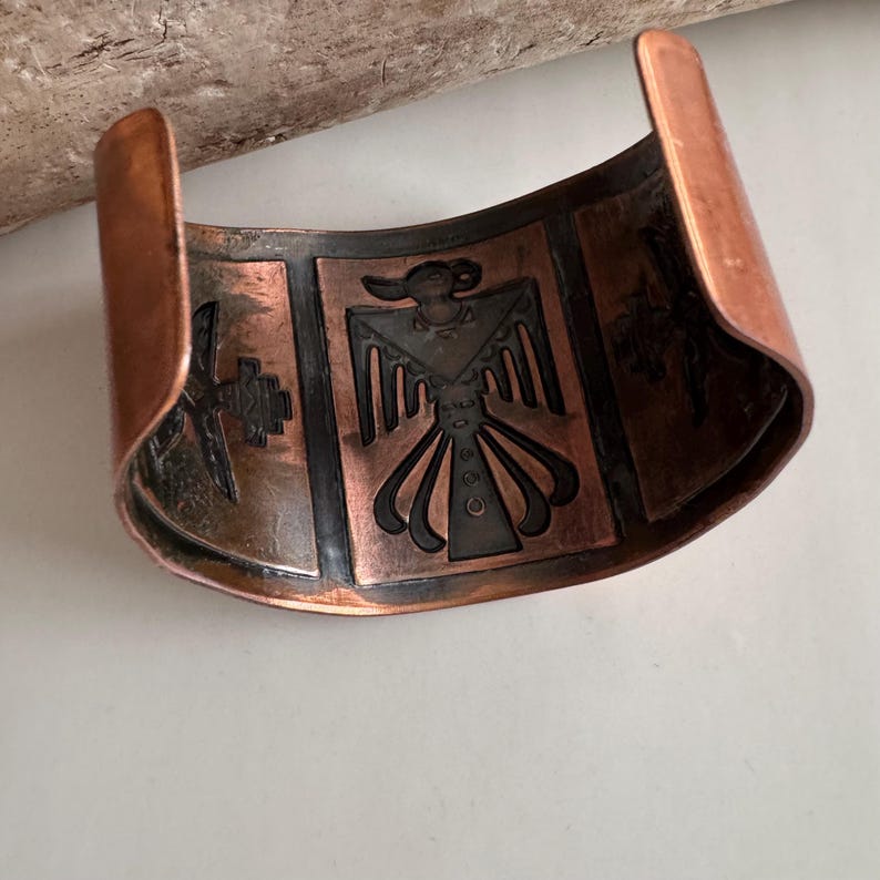 Vintage Bell Trading Post Thunderbird / Kachina Copper Cuff Bracelet ...