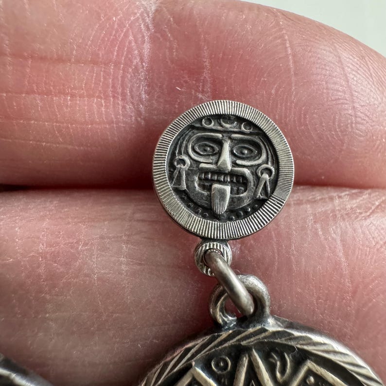 1960s Mexican Sun God Sterling Silver Overlay Dangle Earrings - Etsy