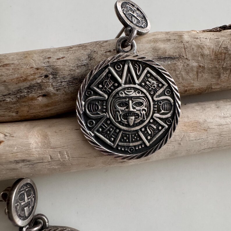 1960s Mexican Sun God Sterling Silver Overlay Dangle Earrings - Etsy