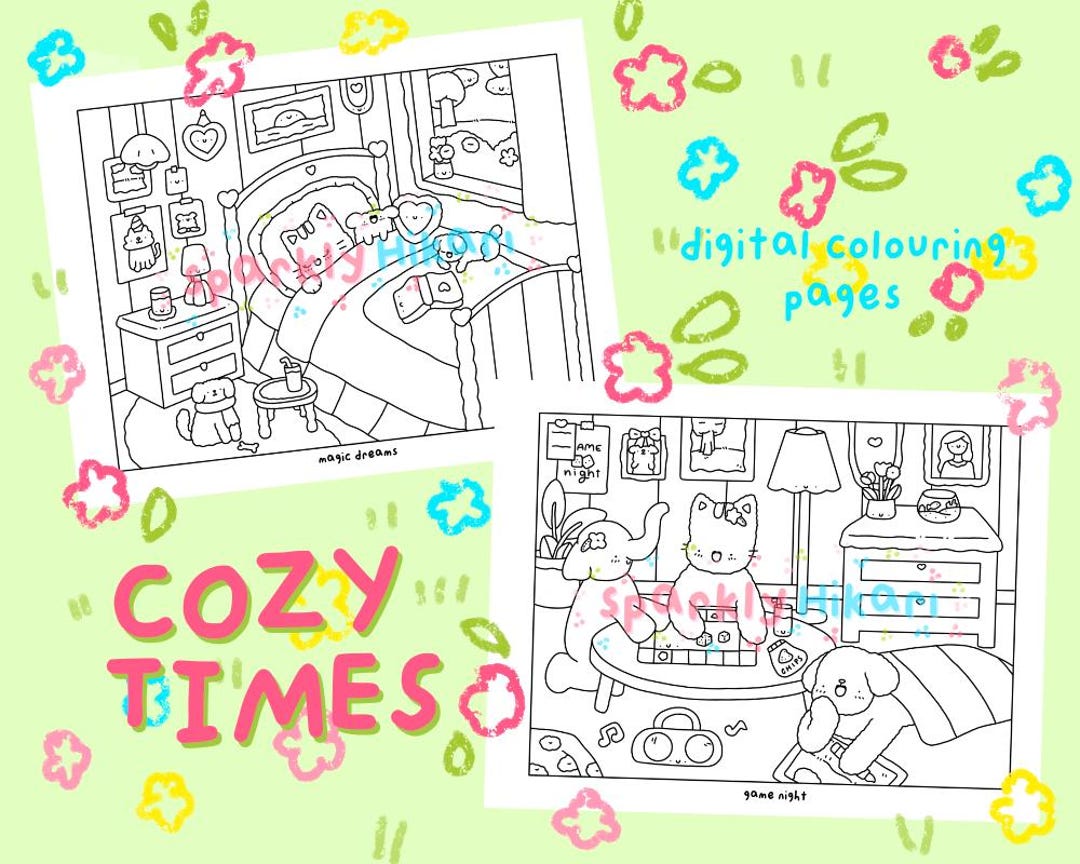 Cute Animal Coloring Pages | Cozy Times Printable Set (digital Download ...