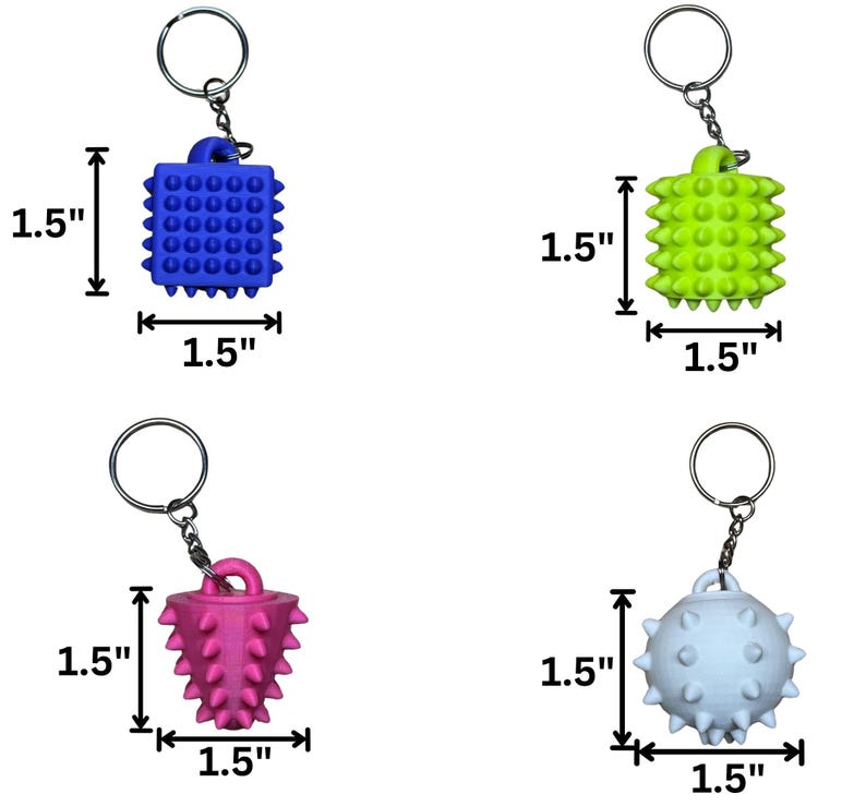 Spikey Fidget Keychain: Sensory PLA Plastic Keyring - Fun Tactile Toy ...