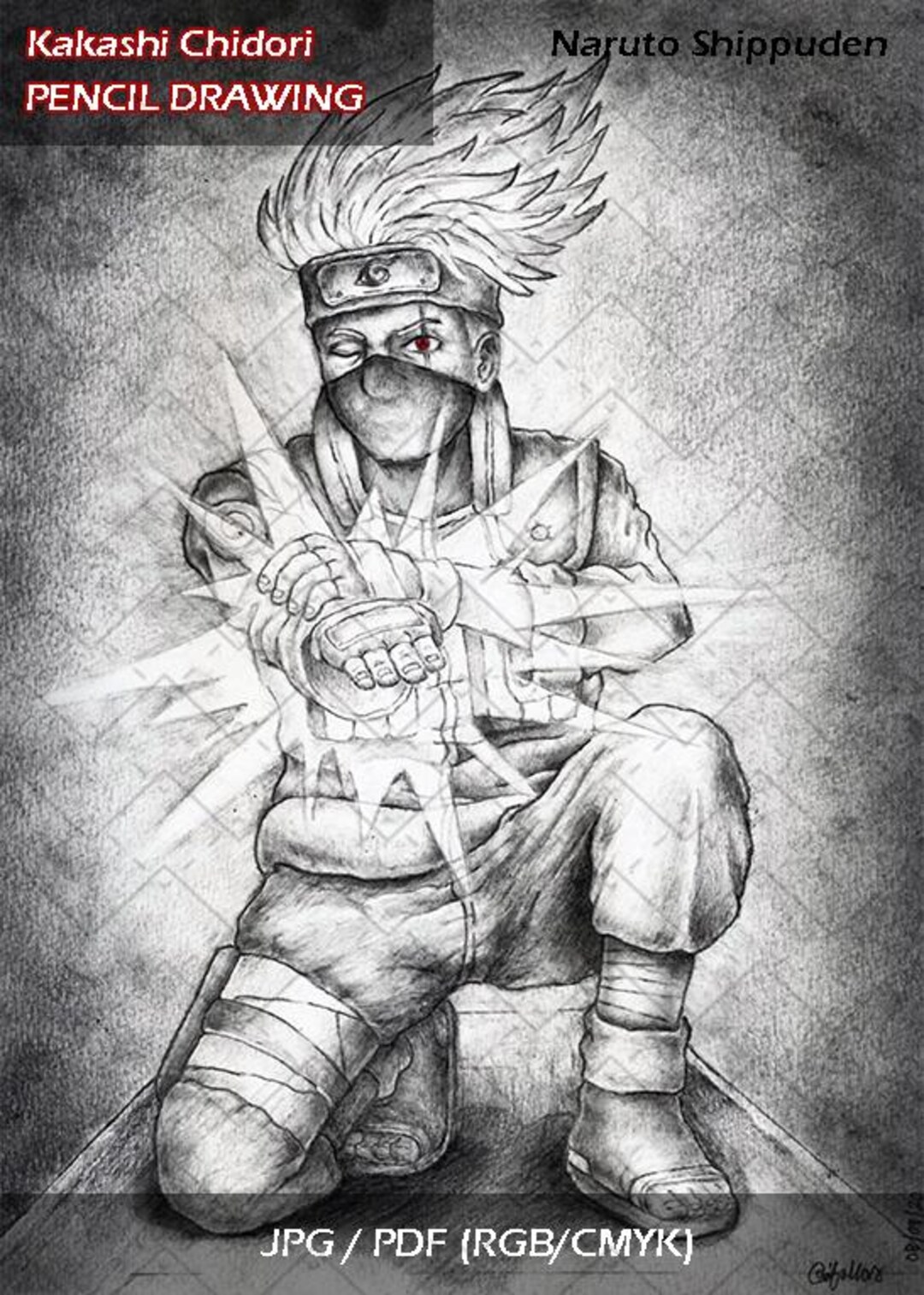 Naruto Shippuden Anime Hatake Kakashi Chidori - Pencil Art Drawing ...