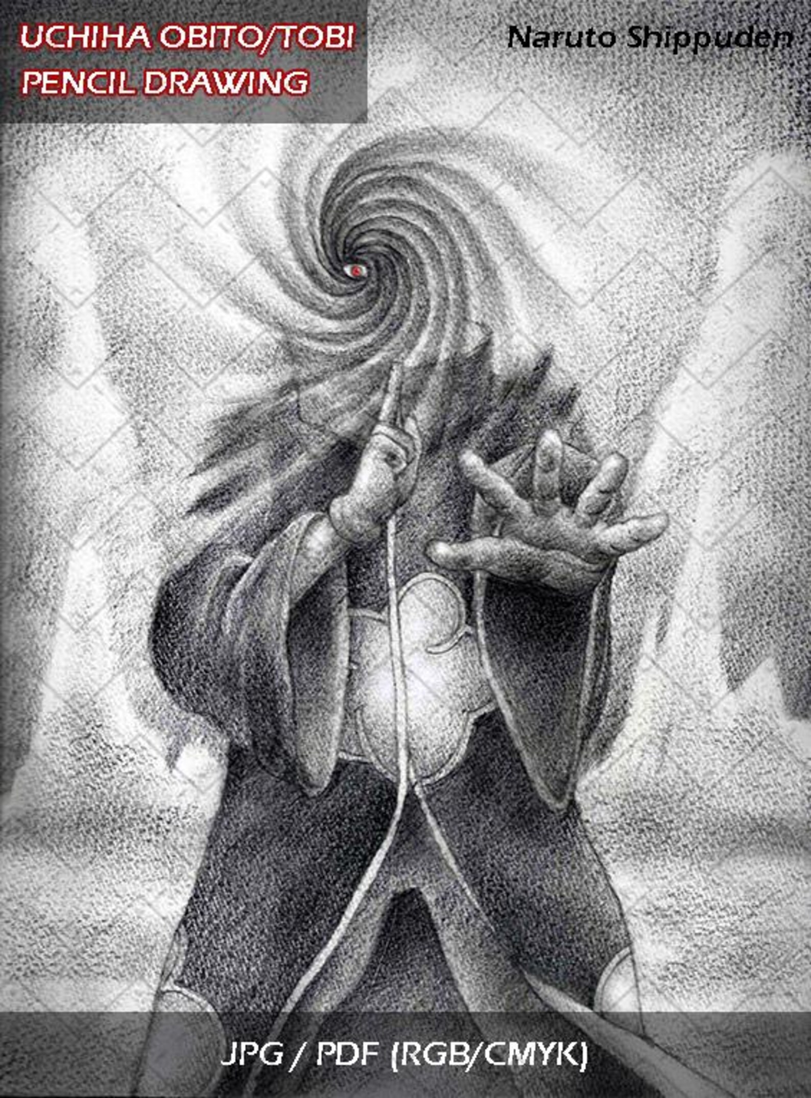 Naruto Shippuden Anime Akatsuki Uchiha Obito / Tobi - Pencil Art ...
