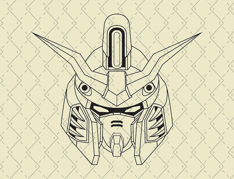 Gundam Deathscythe Bust Line Art - Front View Mecha (digital Download ...