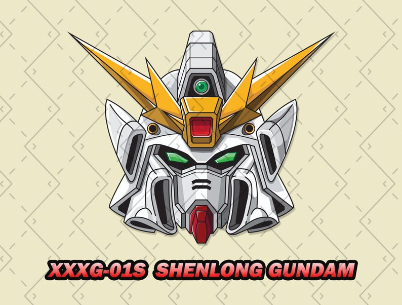 Gundam Shenlong Bust Line Art - Front View Mecha (digital Download) - Etsy
