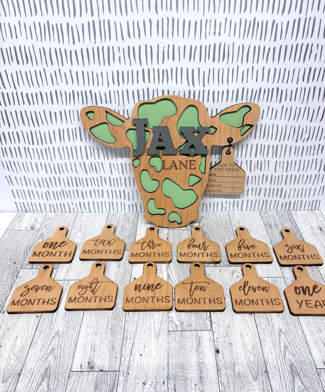 Baby Girl/ Baby Boy Cow Birth Stat Sign/ Nursery Announcement/ Wood ...