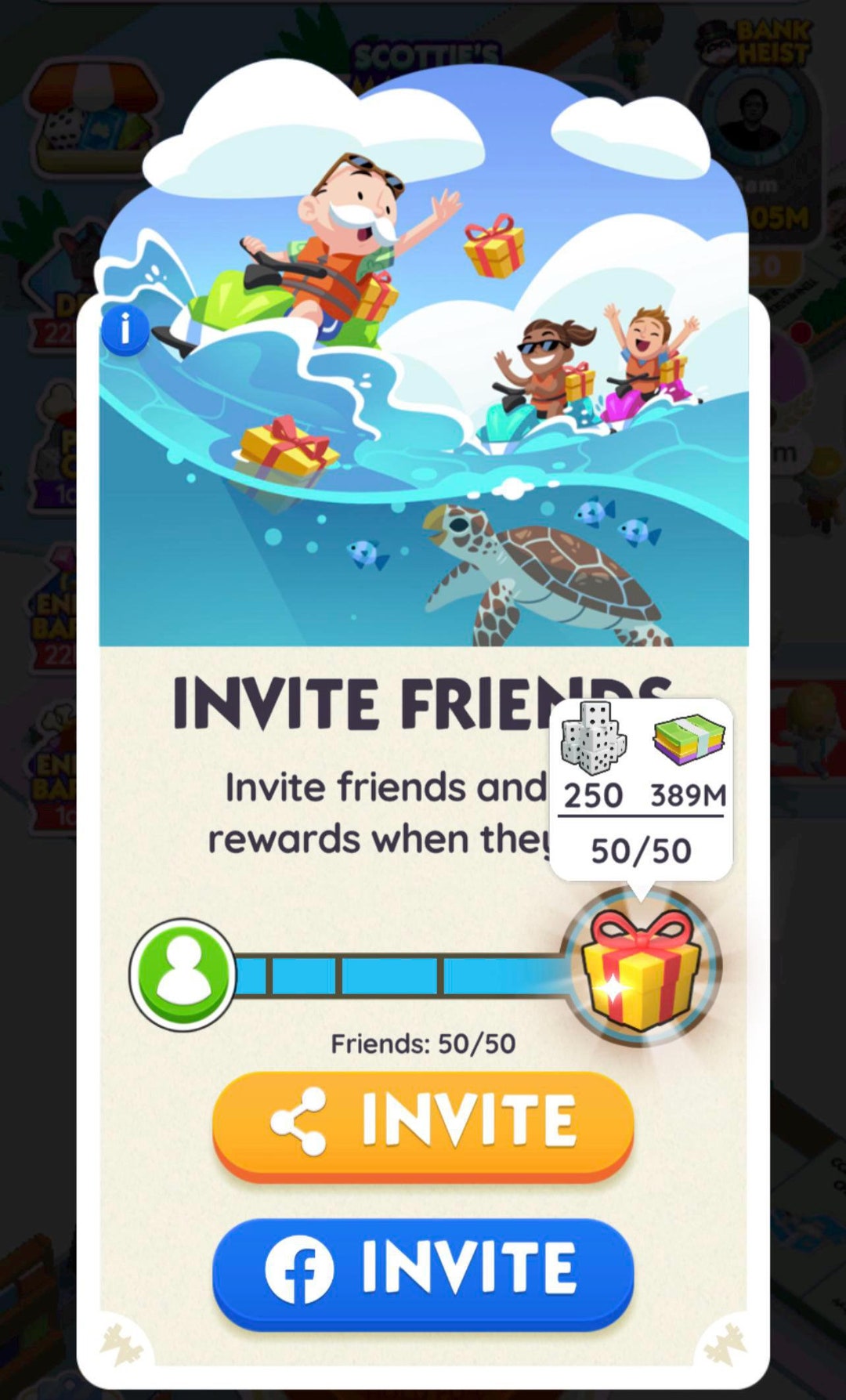 Monopoly Go: Invite Bar Boost 860 Dice QUICK DELIVERY read Description ...