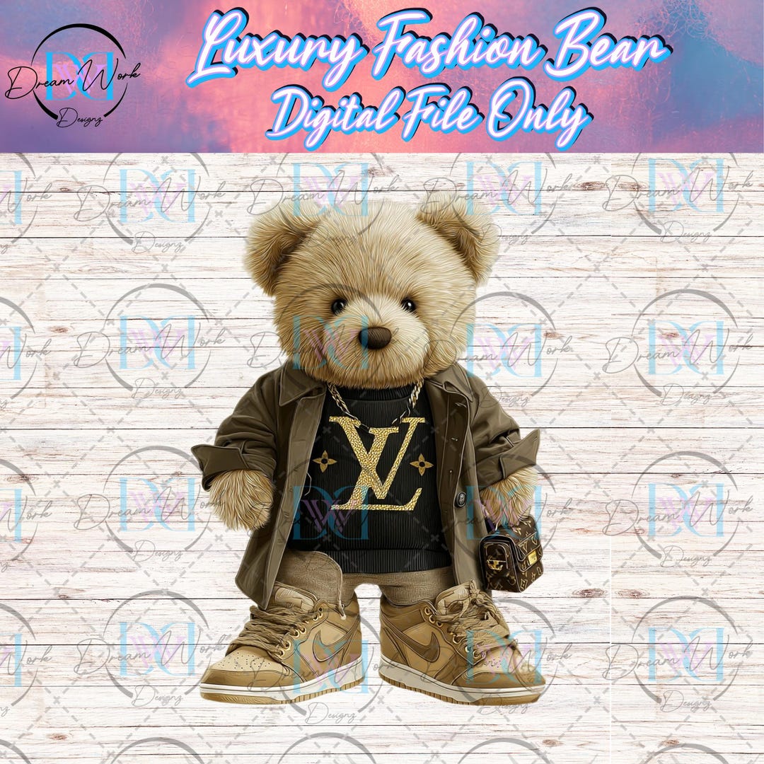 Luxury Fashion Bear Digital Download | Designer-style Teddy Clipart - Etsy