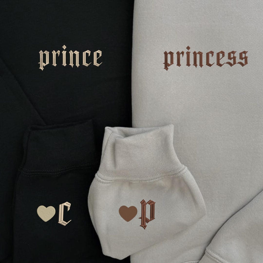 Custom Prince and Princess Couple Embroidered Sweatshirt, Mr Mrs ...