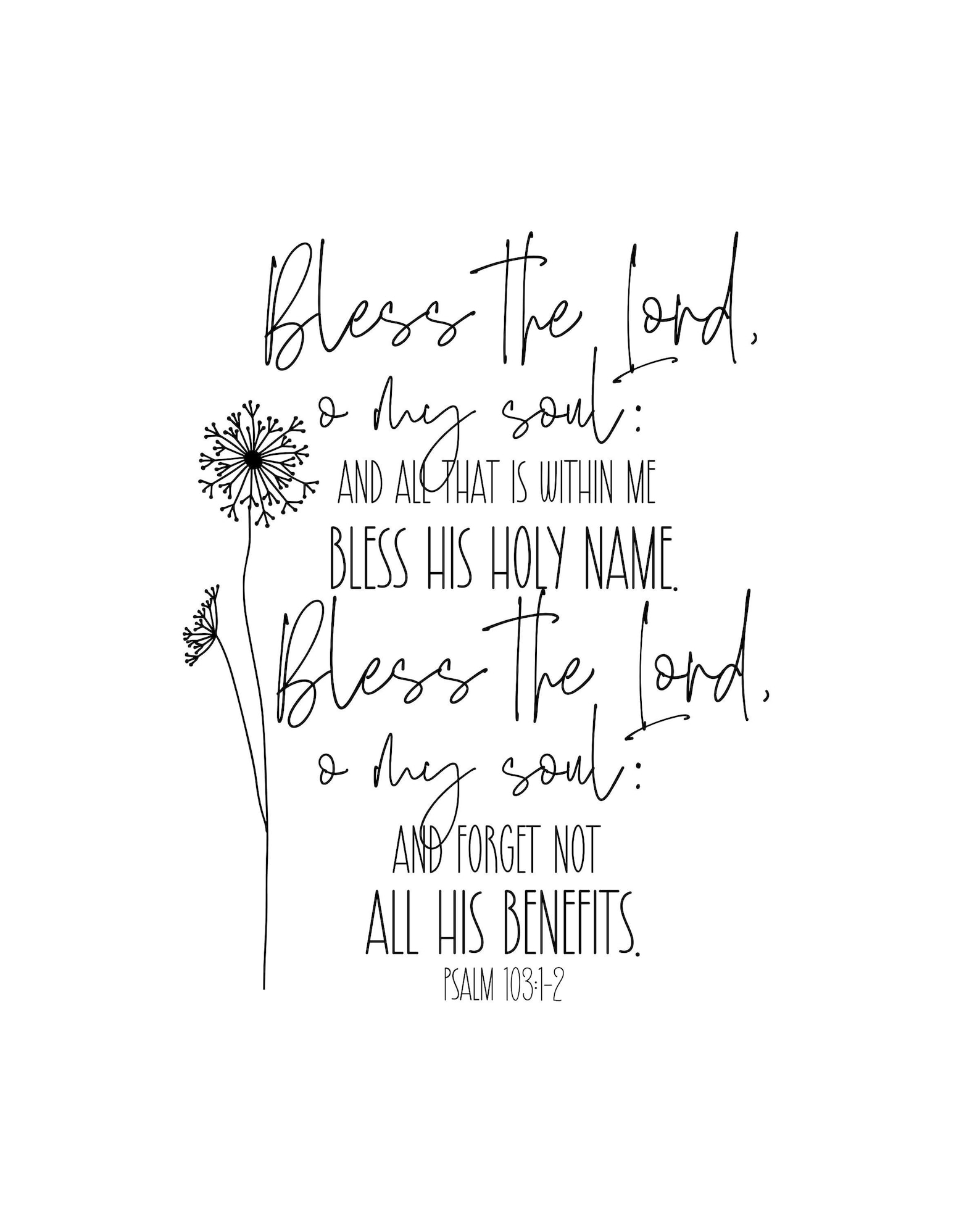 Bible Verse Printable, Bless the Lord O My Soul, KJV Verse Print ...