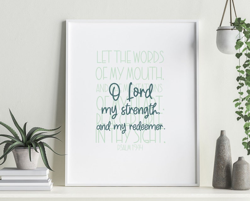 Psalm Verse Printable Art Let the Words of My Mouth, Scripture Print ...