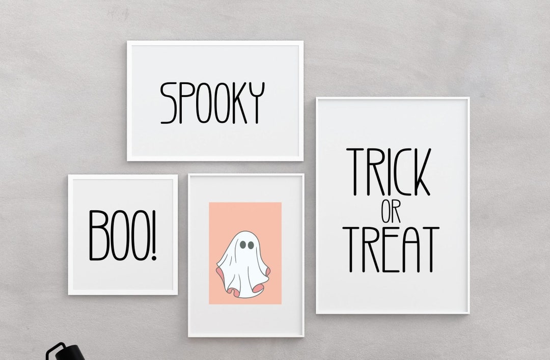 Halloween Gallery Wall Art Digital Prints, Spooky Boo! Trick or Treat ...