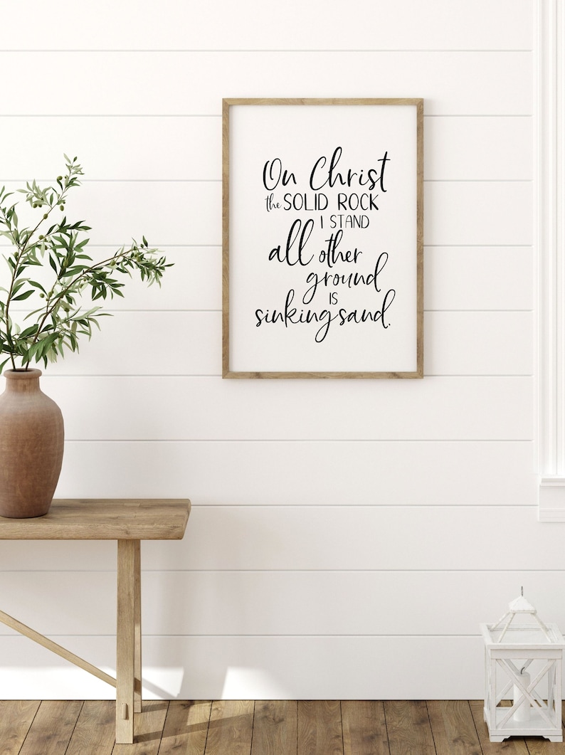 On Christ the Solid Rock I Stand, Hymn Home Decor, Hymn Printable Art ...