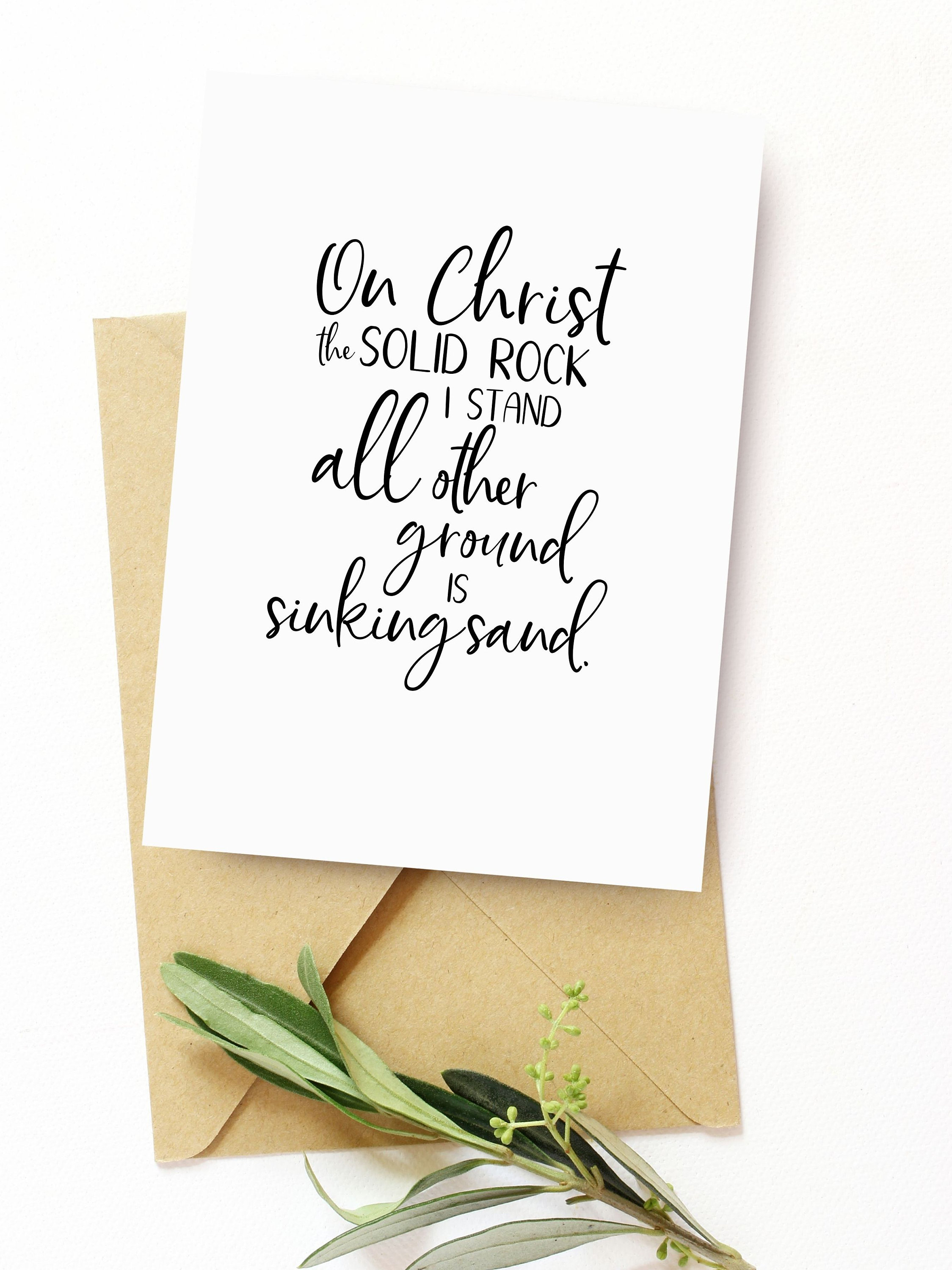 On Christ the Solid Rock I Stand, Hymn Home Decor, Hymn Printable Art ...