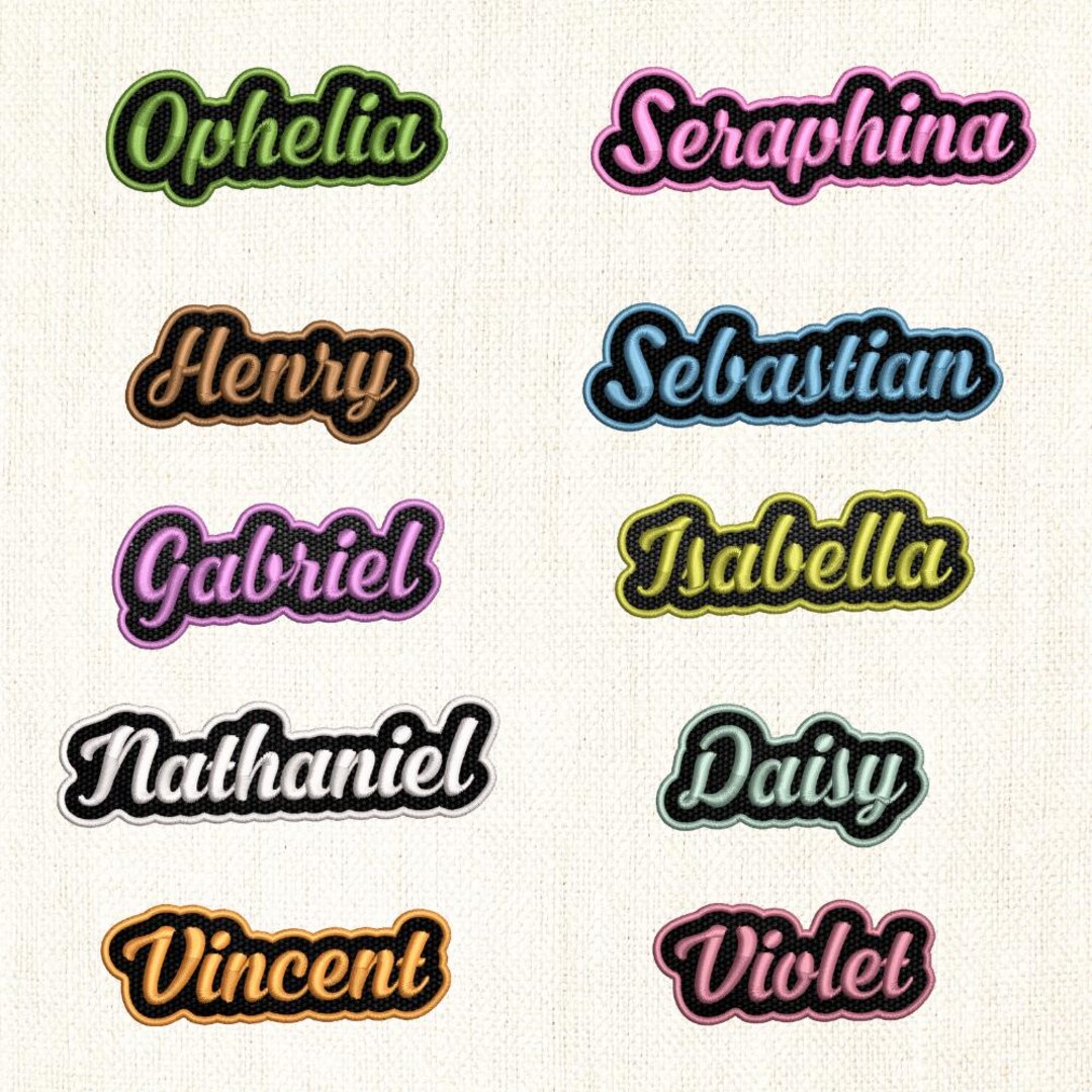 Personalized Name Embroidered Patches, Custom Text Patches Embroidered ...