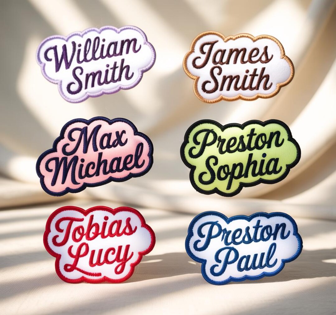 Custom Name Embroidered Patches, Custom Text Canvas Patches Embroidered ...