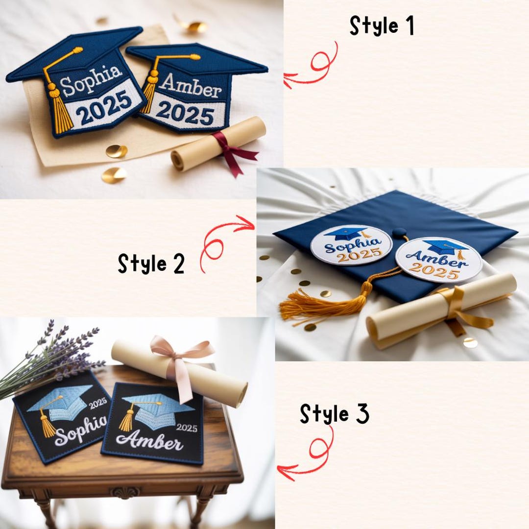 Custom Name and Year Graduation Embroidered Iron on Cap Patch, Grad ...