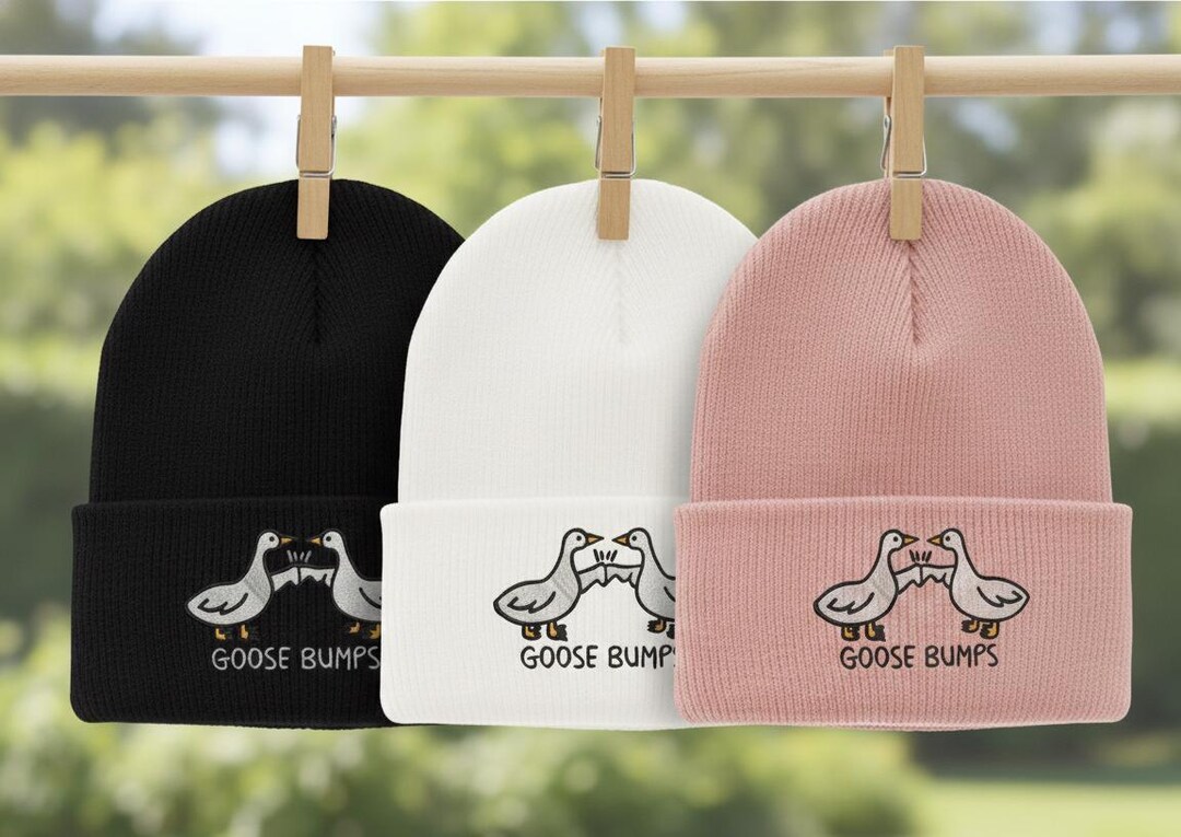 Embroidered Goose Bumps Beanie Winter, Funny Unisex Adjustable Cuff ...