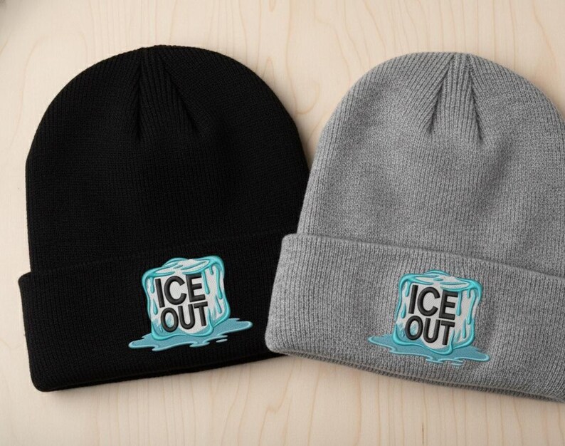 Ice Out Embroidered Beanie Winter, Political Unisex Adjustable Cuff ...