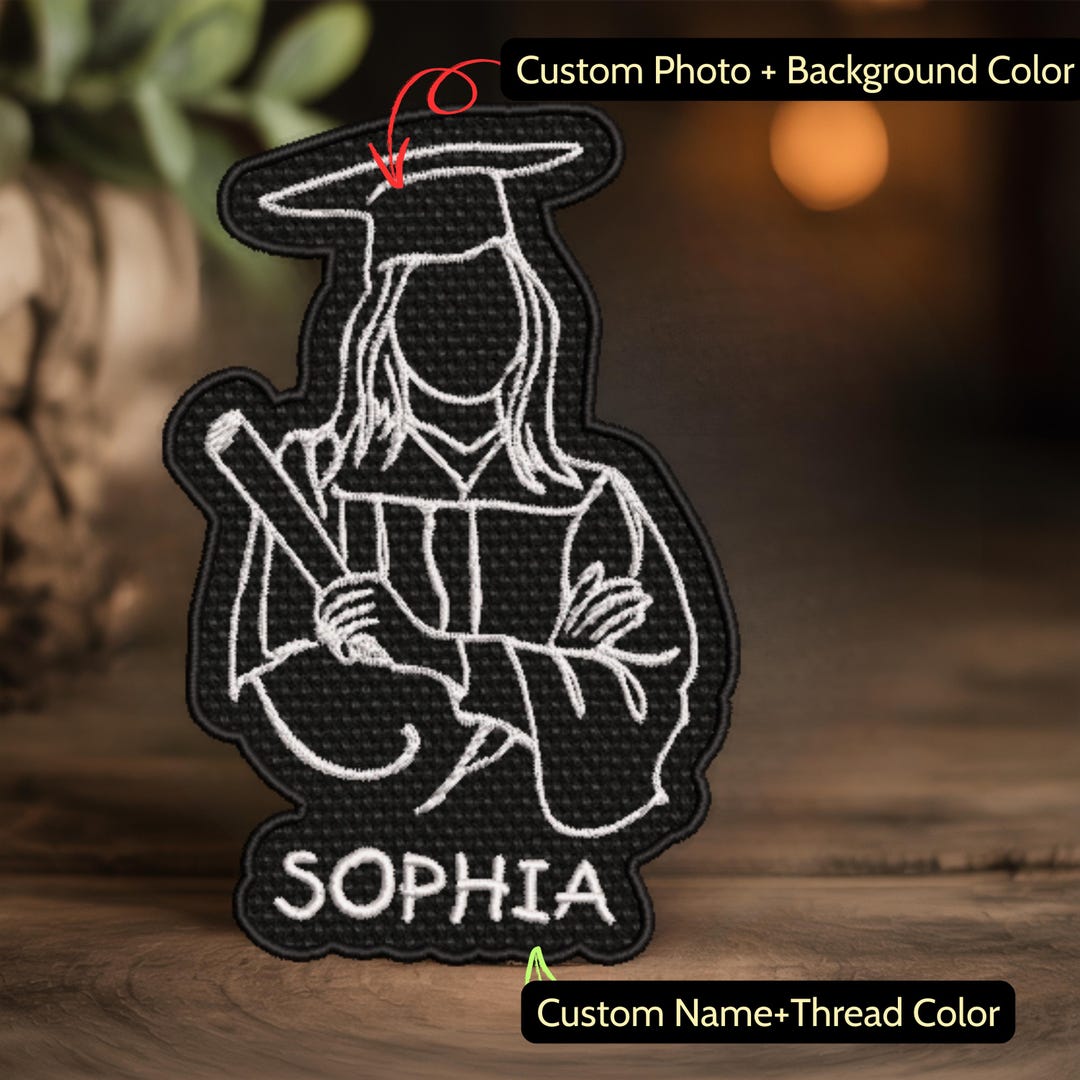 Custom Name Embroidered Lineart Patch From Photo, Personalized ...
