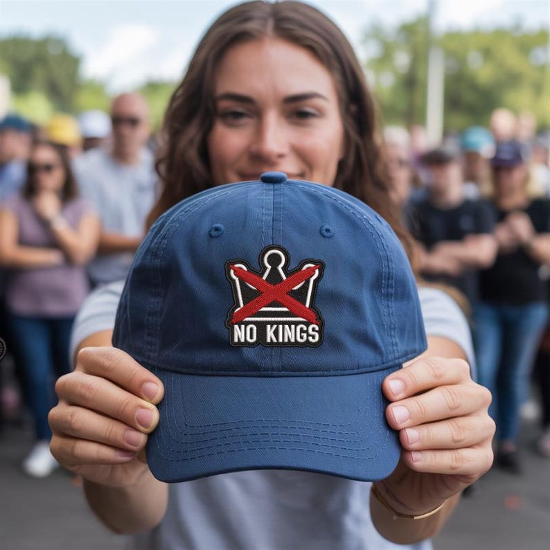 No Kings With Crown Embroidered Patch – Personalized Text, Patriotic ...
