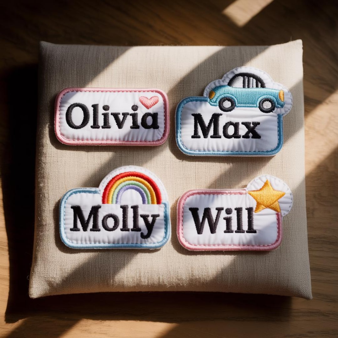Custom Kids Name and Cute Icons Embroidered Patches for Personalizing ...
