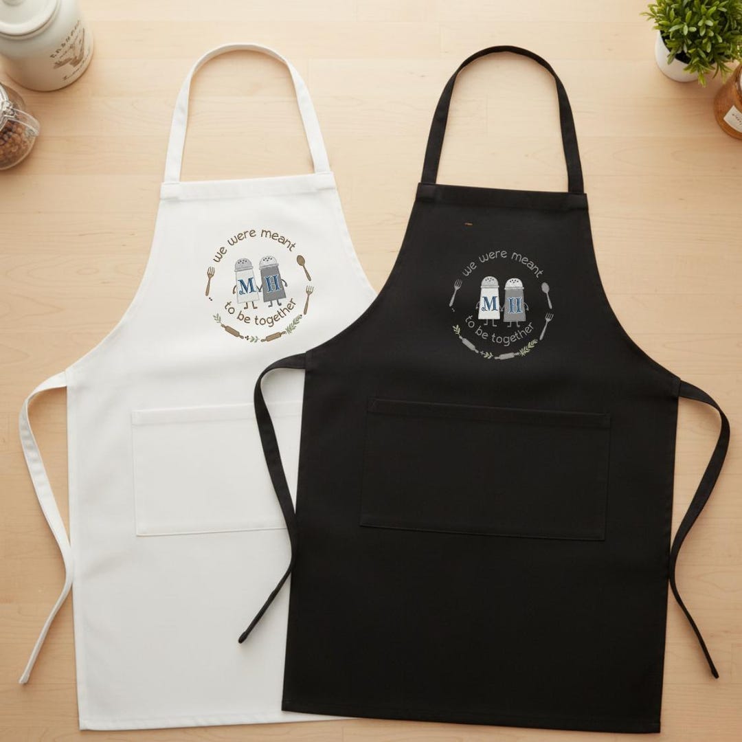 We Were Meant to Be Together Couple Linen Embroidered Apron ...