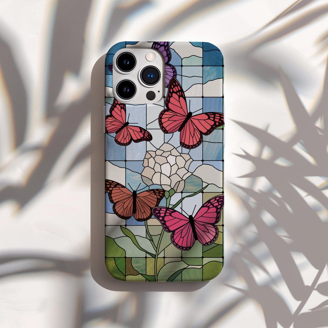 Stained Glass Butterfly Garden Phone Cases, Butterfly Mosaic Phone Case ...